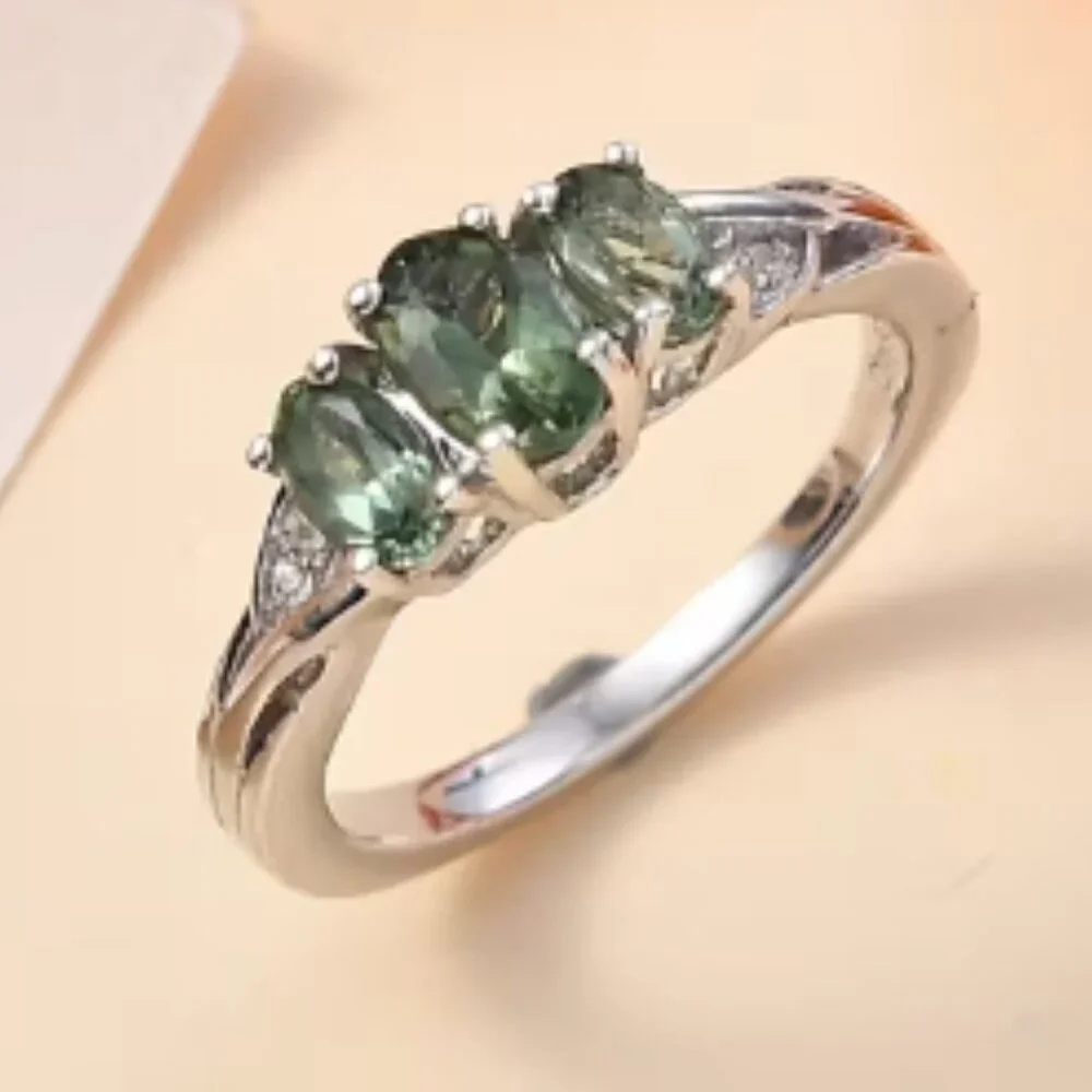 Jewelry | Andranomaro Green Apatite And White Zircon Trilogy Ring ...
